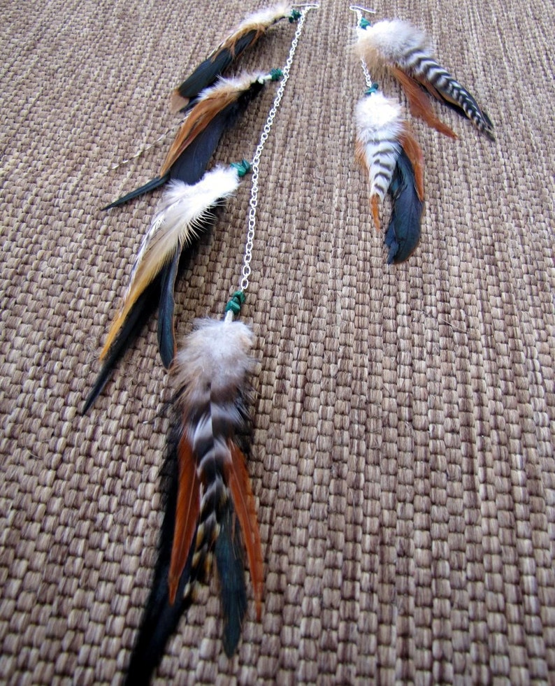 Extra Long Asymmetrical Feather Earrings Long Feather - Etsy
