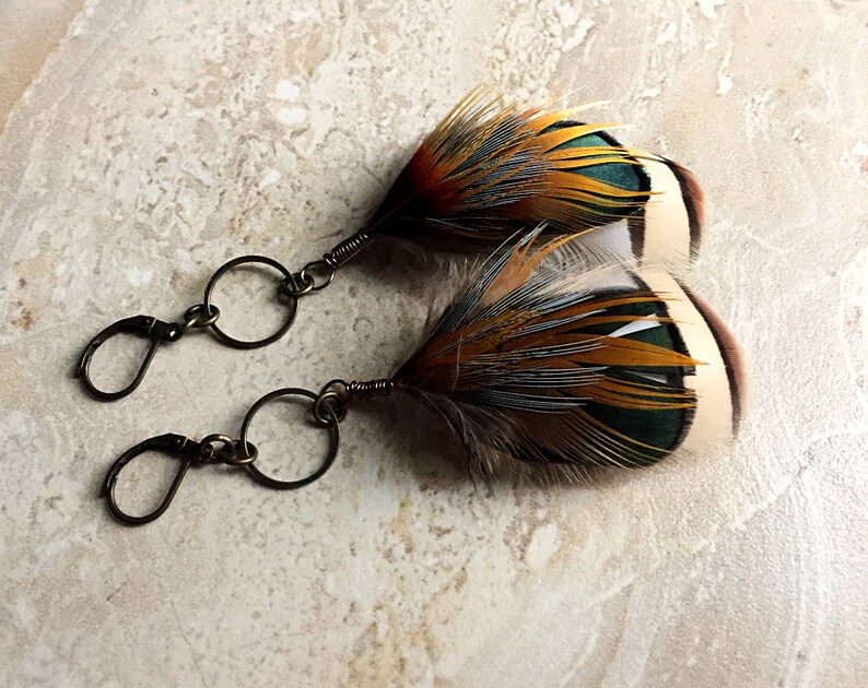 Pheasant Feather Earrings Partridge Feather Earrings - Etsy