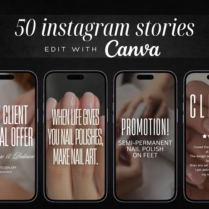 Luxury Nail Salon Instagram Templates: Canva Social Media Posts - Etsy