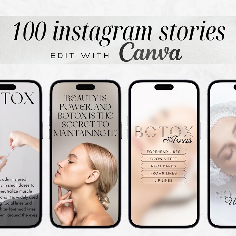 Botox Instagram Post Templates: Medspa Canva Bundle (digital Download ...