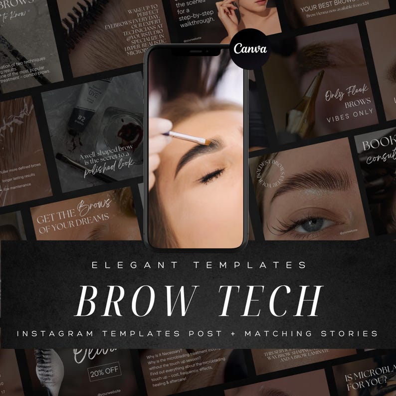 Luxury Brow Tech Instagram Templates: Canva Social Media Kit - Etsy