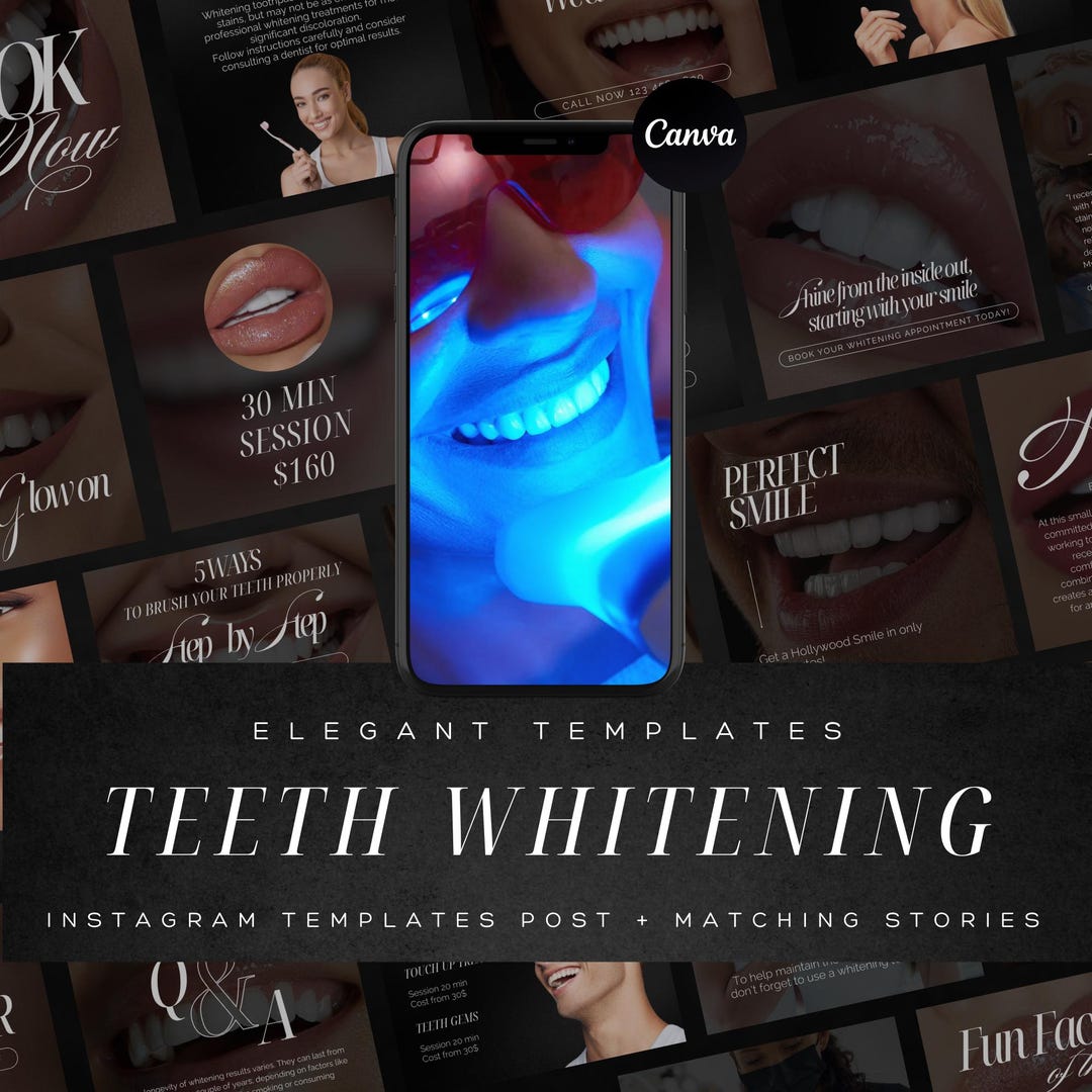 Teeth Whitening Instagram Templates – Dental Social Media Kit (canva ...