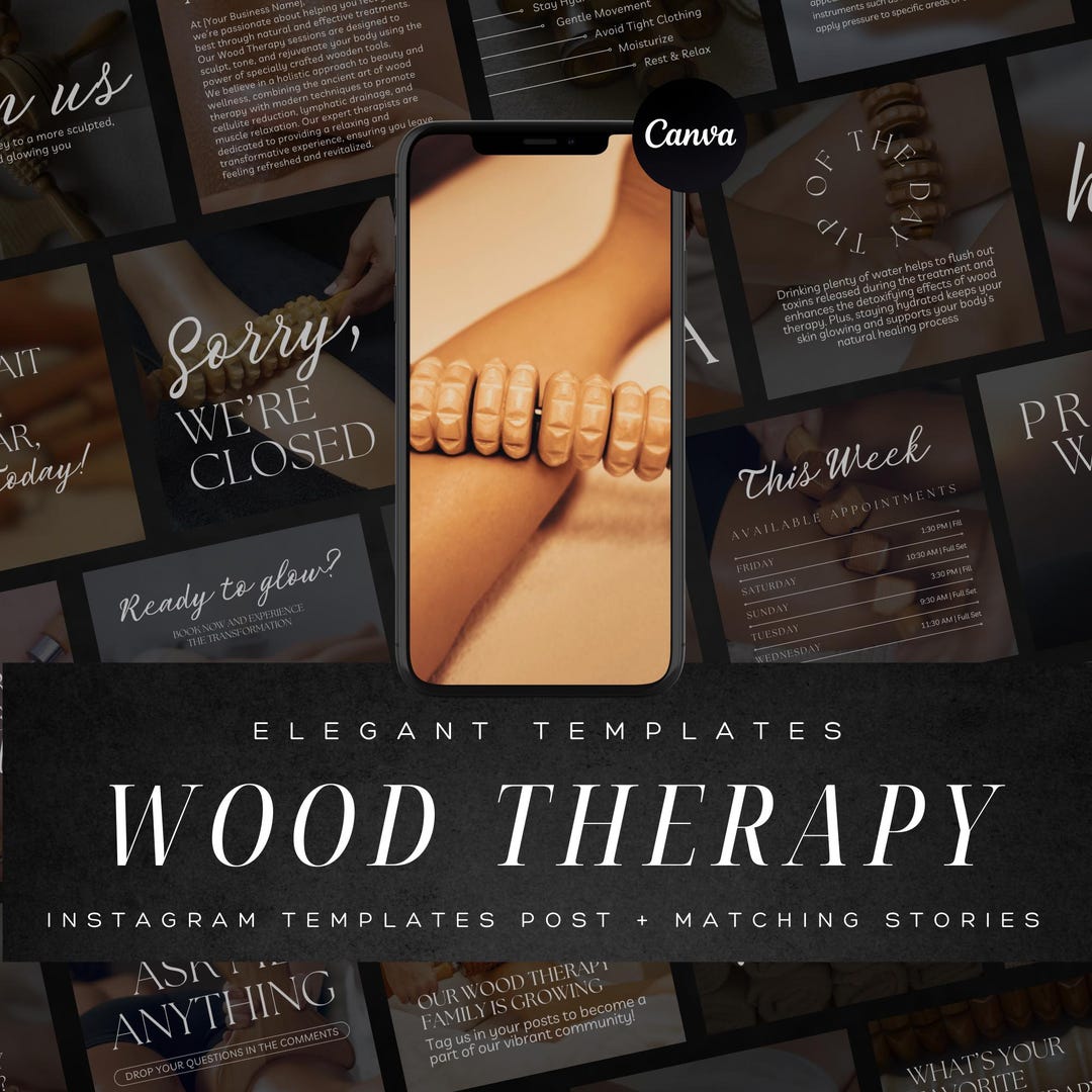 Wood Therapy Instagram Templates: Body Sculpting & Massage (canva) - Etsy