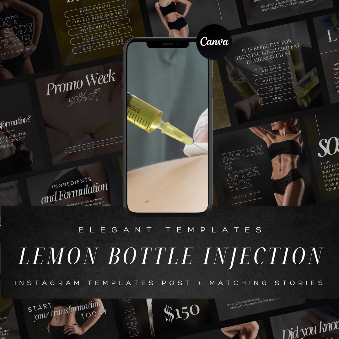 Lemon Bottle Injection Instagram Templates: Aesthetic Clinic, Lipolysis ...