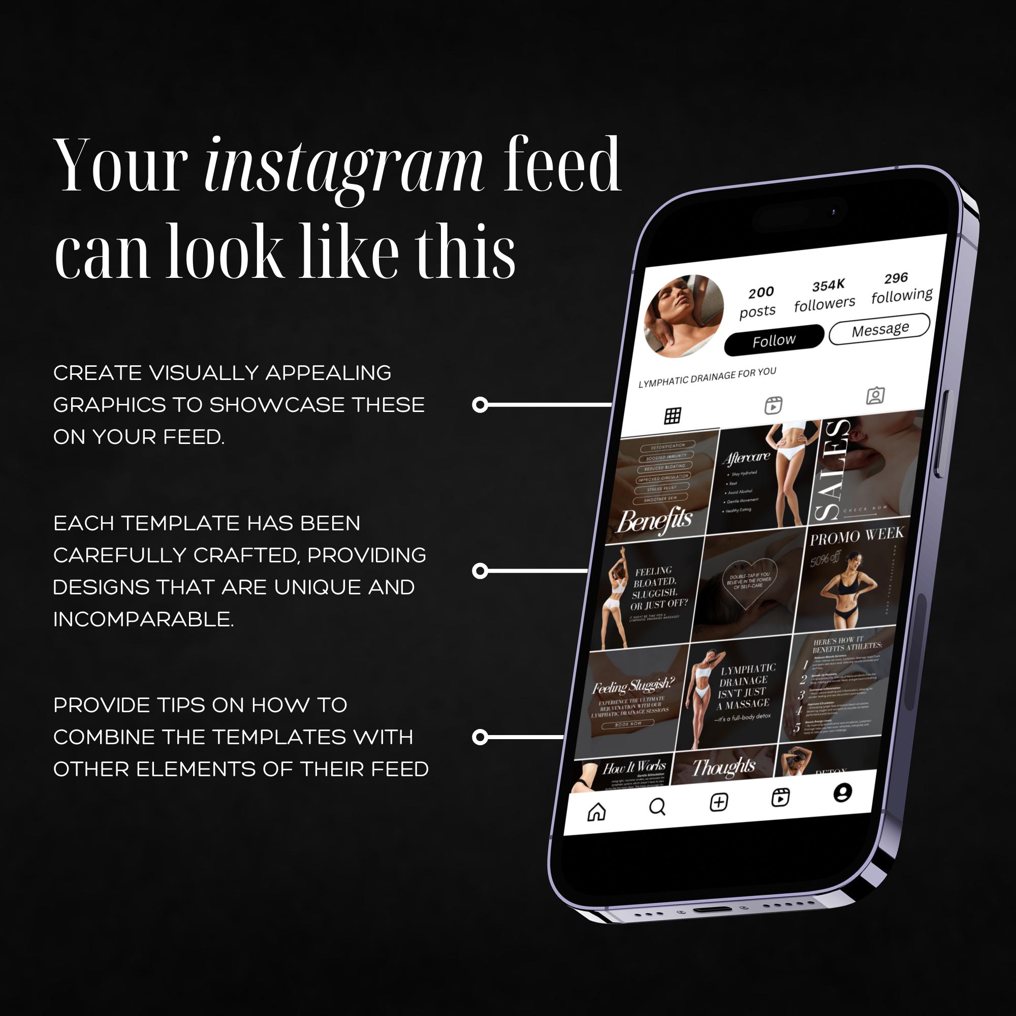 Lymphatic Drainage Instagram Templates | Post Surgery Massage & Med Spa ...