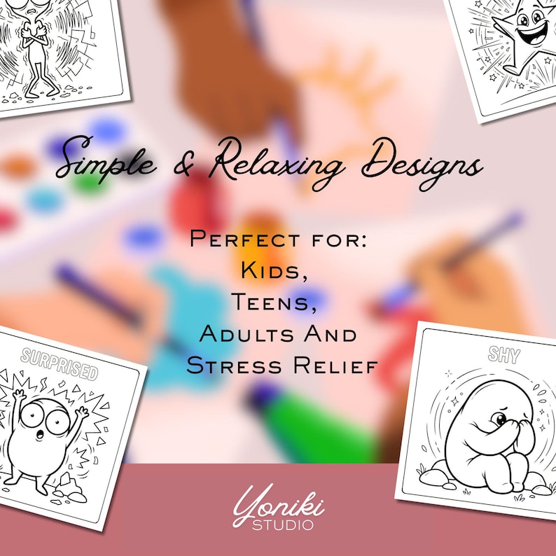 Emotions Coloring Book for Kids, Cozy Feelings Creatures, Stress Relief ...
