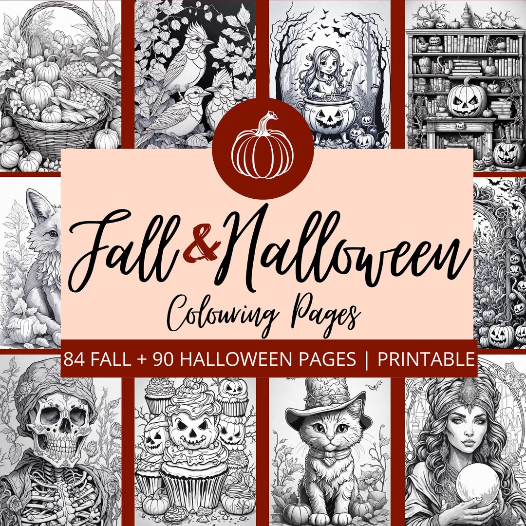 Fall and Halloween Coloring Pages Pack | A4 Printable Pages | Fun for ...