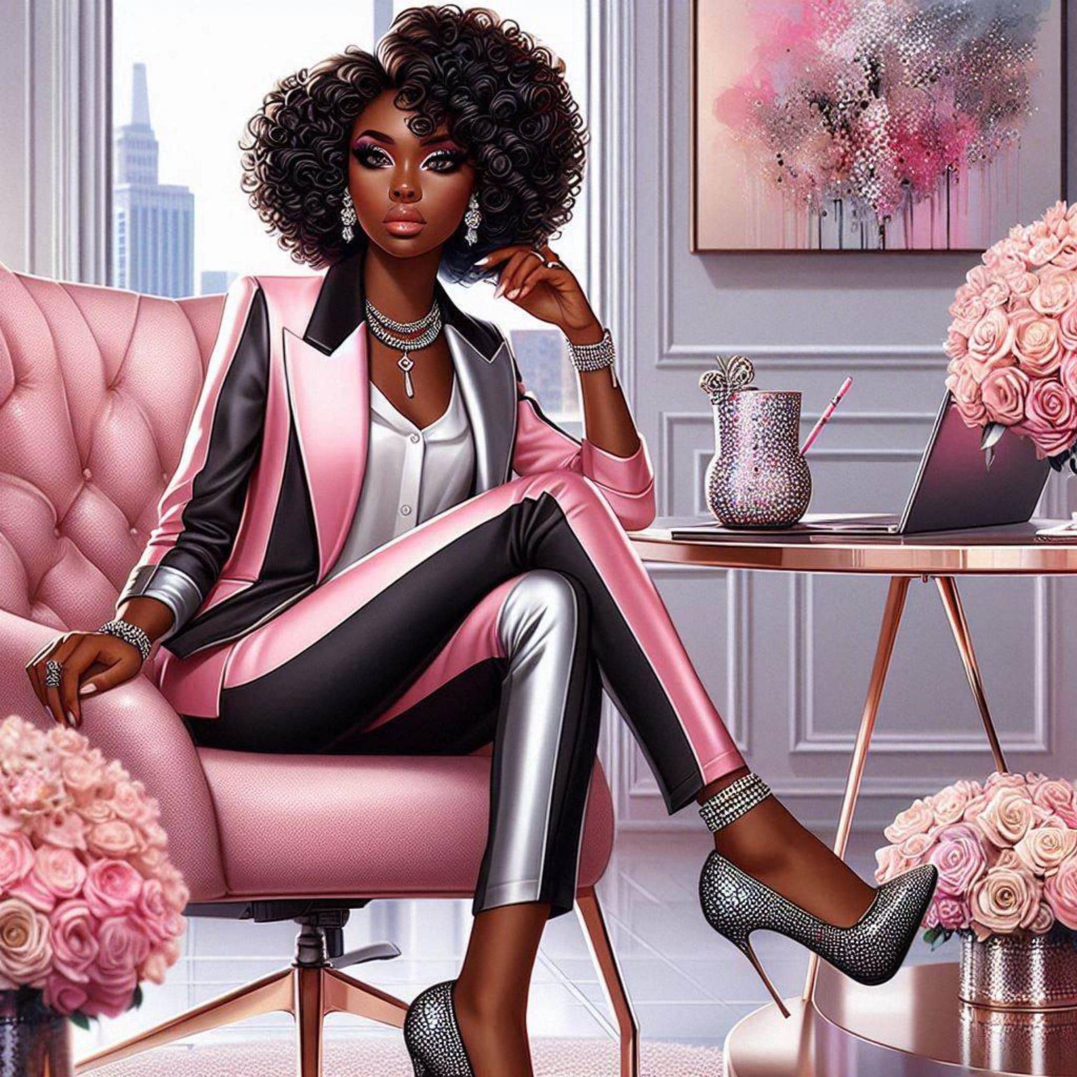 Beautiful African American Women Bosses Office Scene Images PNG - Etsy