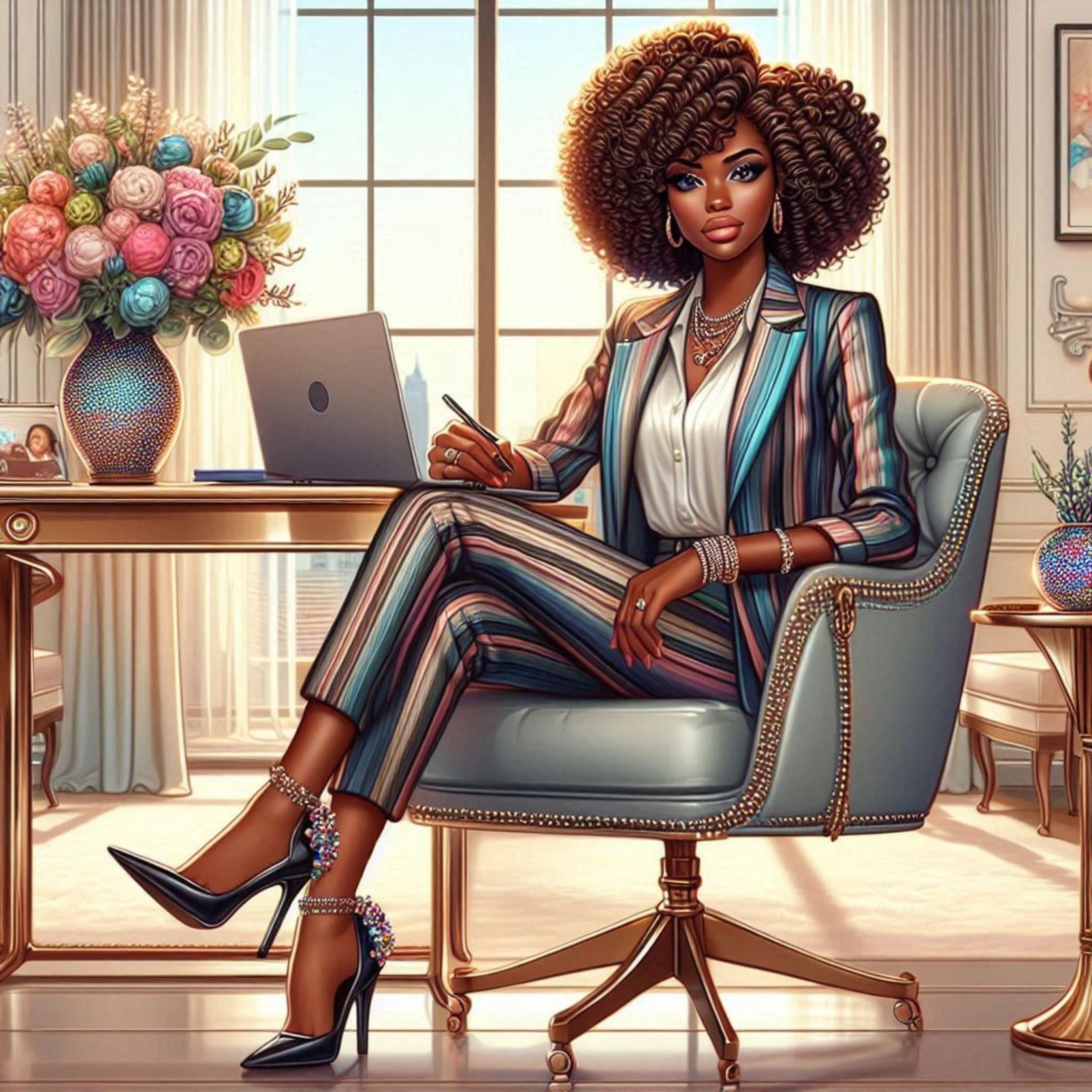 Beautiful African American Women Bosses Office Scene Images PNG - Etsy