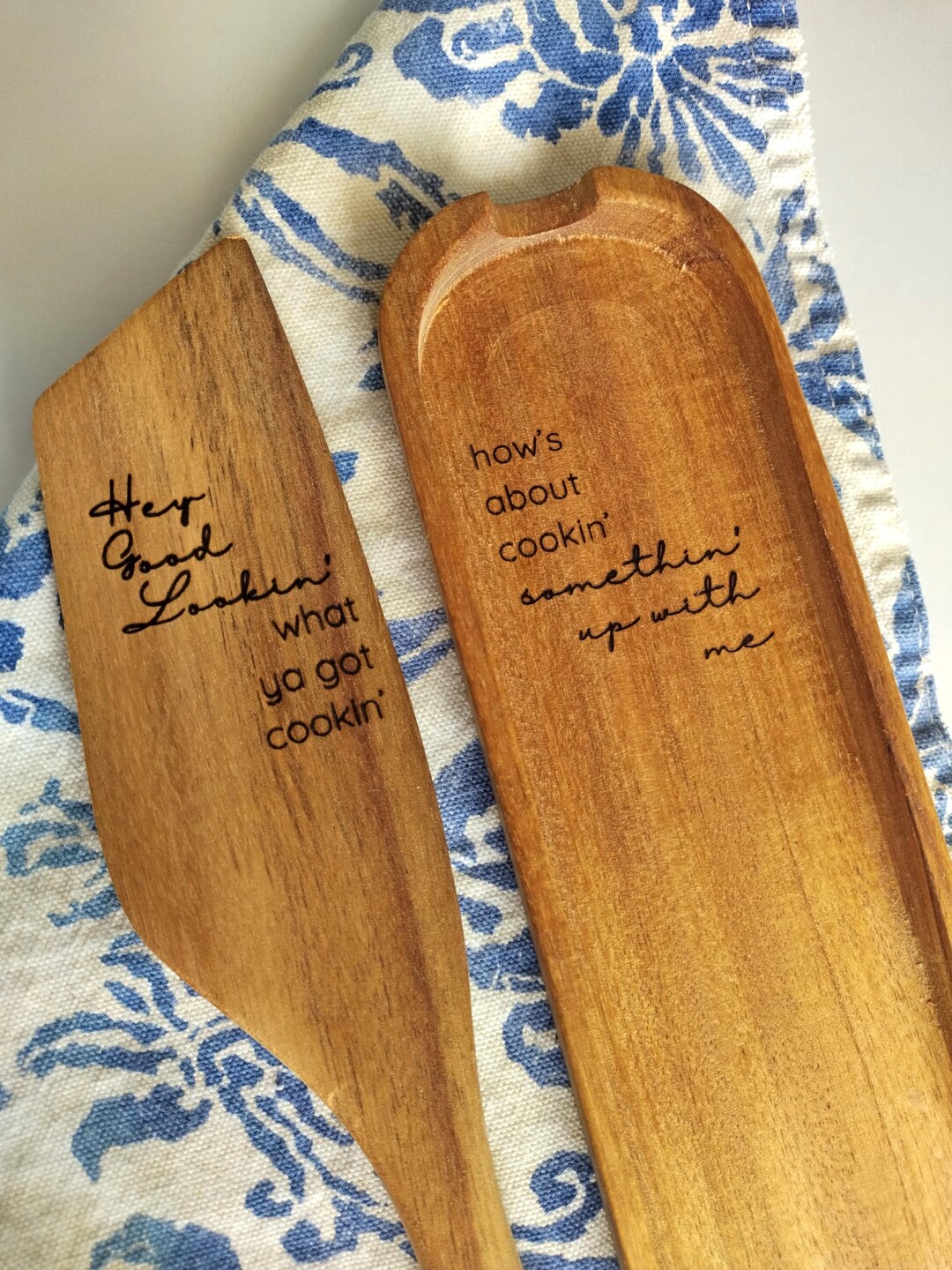 Acacia Wood Spurtle Spoon and Rest Set | Hey Good Lookin Spatula ...