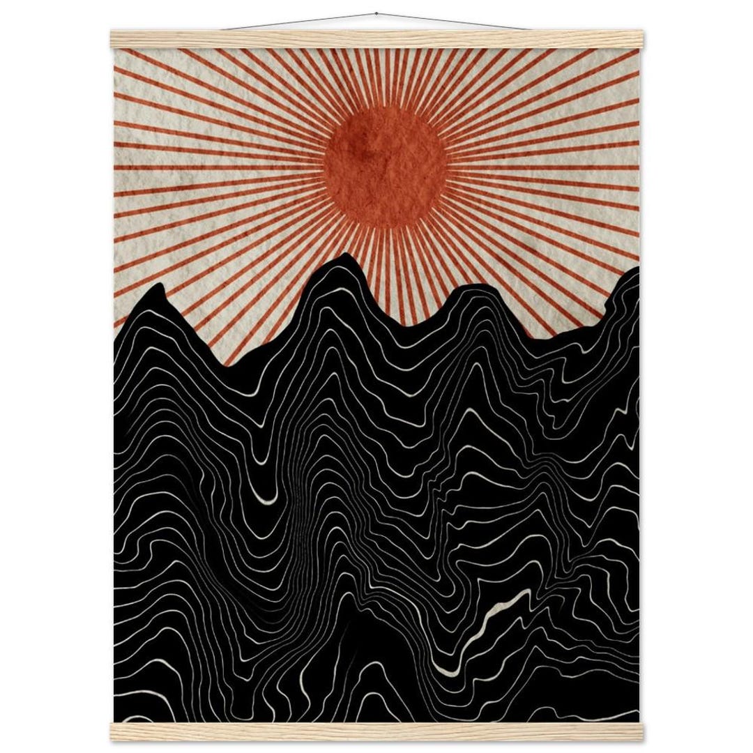 Mountains and Sunrise Retro Trippy Wall Art Semi-glossy Paper Poster ...