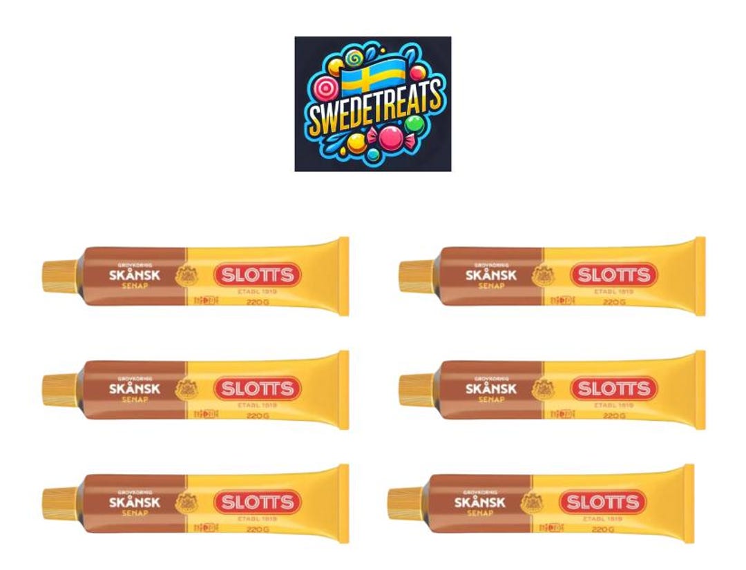 6 X Swedish Mustard, Slotts Skånsk Senap Grovkorning 220 G, Classic ...