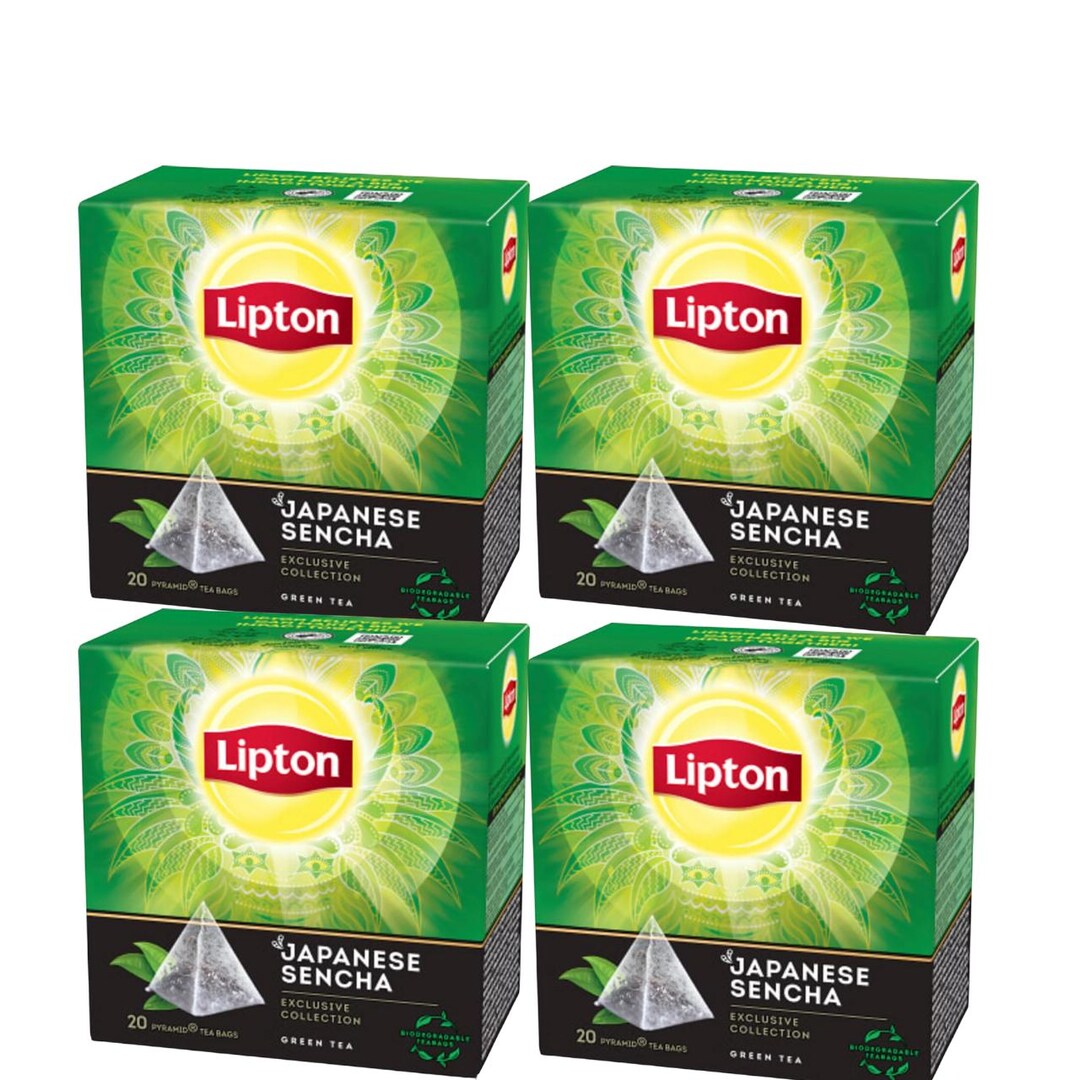 4x Lipton Green Sencha Tea Pyramid 20p – Japanese Sencha & Rose Petals ...