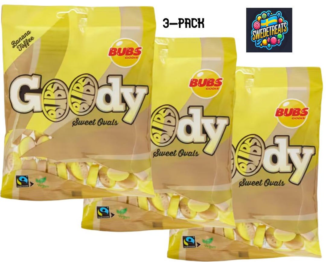 3bags of 175g Swedish Candy Original - Bubs Goody Banana / Toffee ...