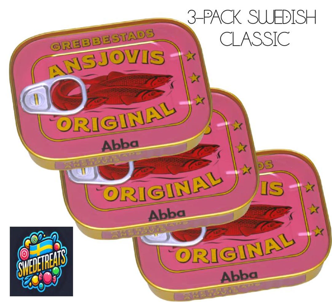 3-pack Grebbestads Ansjovis Original Abba, 125g Swedish Anchovy Delicacy Classic Swedish ...