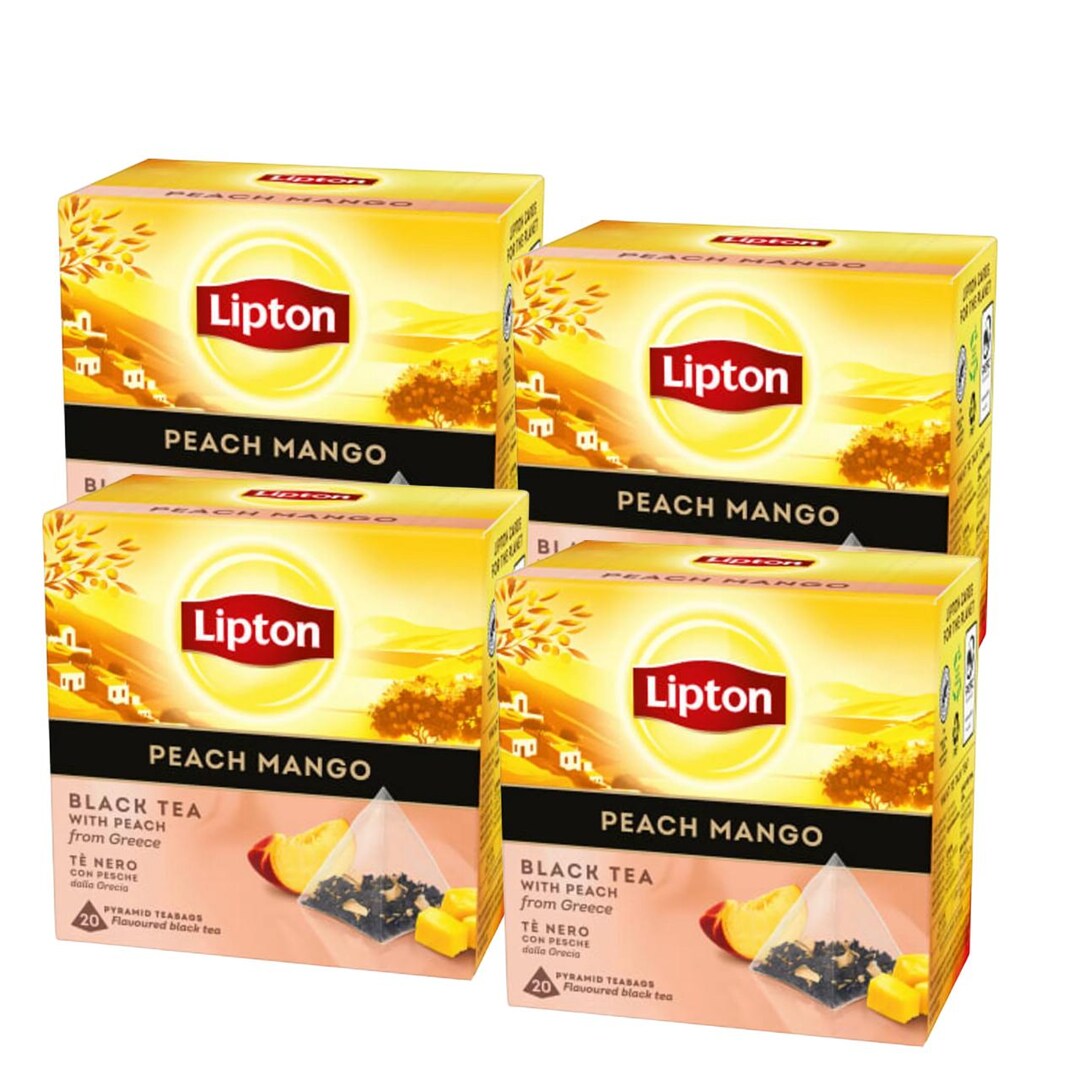 4x Te Svart Peach Mango Pyramid 20p Lipton – Exotic Black Tea With ...