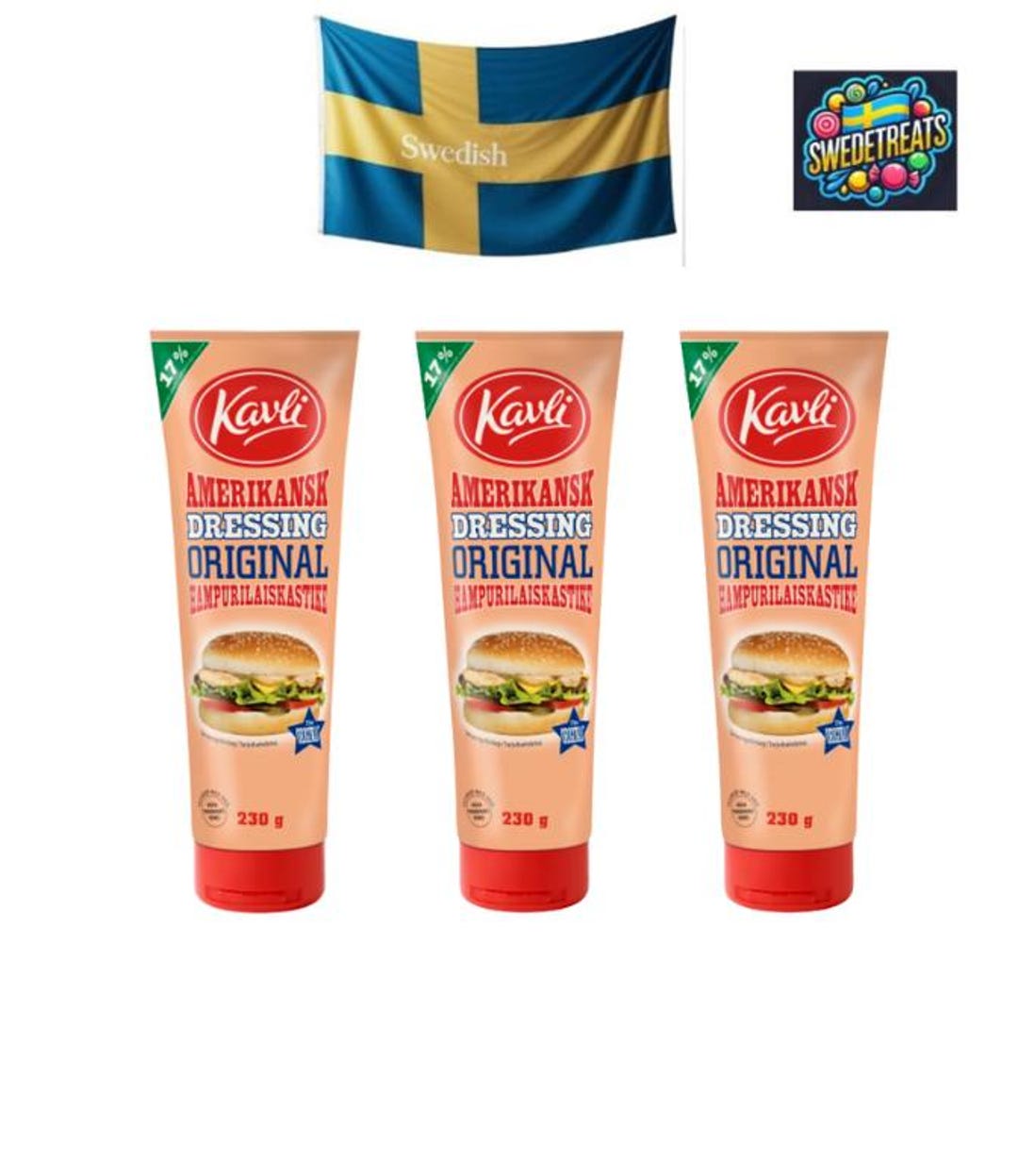 3x Kavli American Dressing Original 230g , Creamy Dressing Ideal for Hamburgers Salads ...