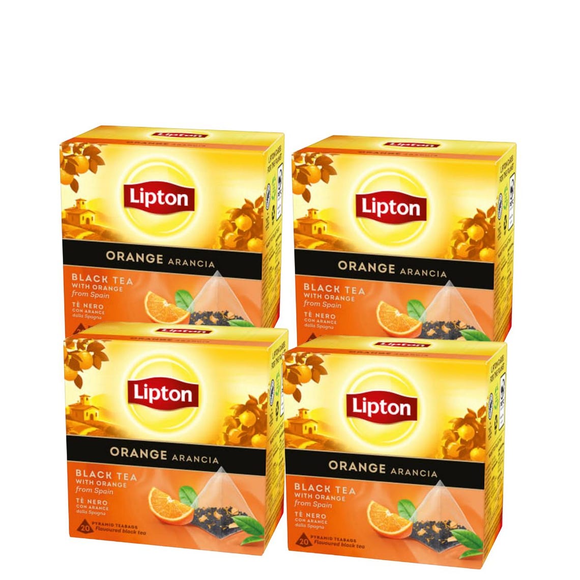 4x Lipton Orange Black Tea Pyramid 20p – Zesty, Refreshing & Rainforest ...