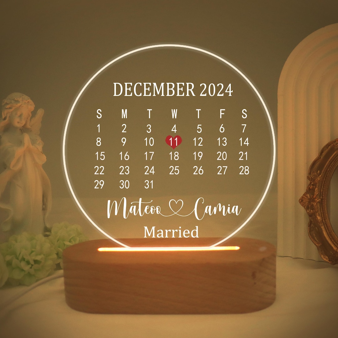 Calendar Date LED Lamp,custom Photo Night Light,personalized Couple ...