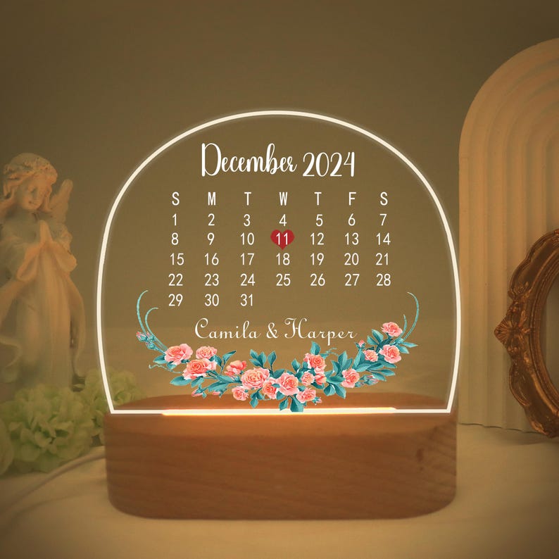 Calendar Date LED Lamp,custom Photo Night Light,personalized Couple ...