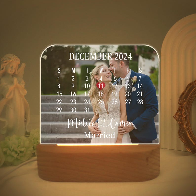 Calendar Date LED Lamp,custom Photo Night Light,personalized Couple ...