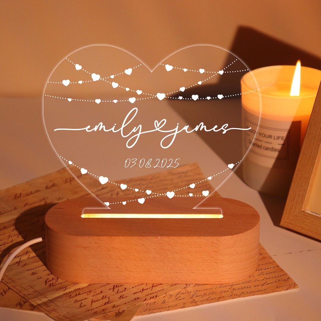 Custom Name Night Light,name Date Night Light,wedding Day Gift ...