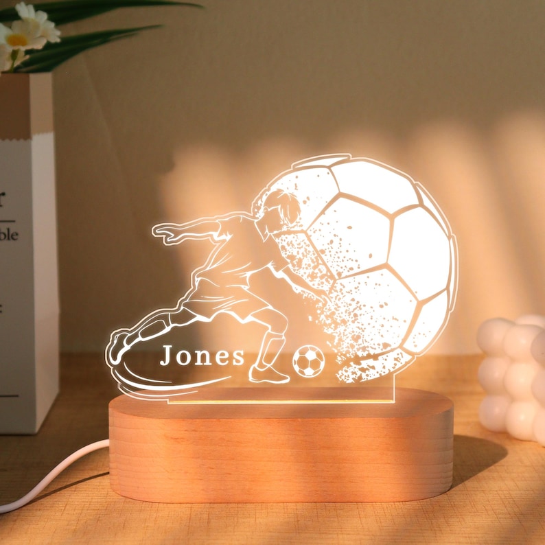 Custom Name Soccer Night Light,boy Night Light,sports Team Football ...