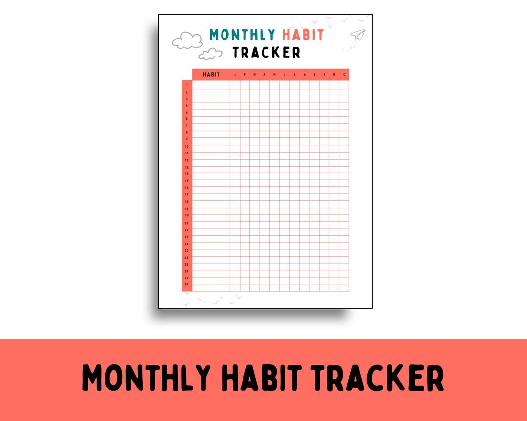 Monthly Habit Tracker (A4 & US Letter) | Year-round Printable Chart - Etsy