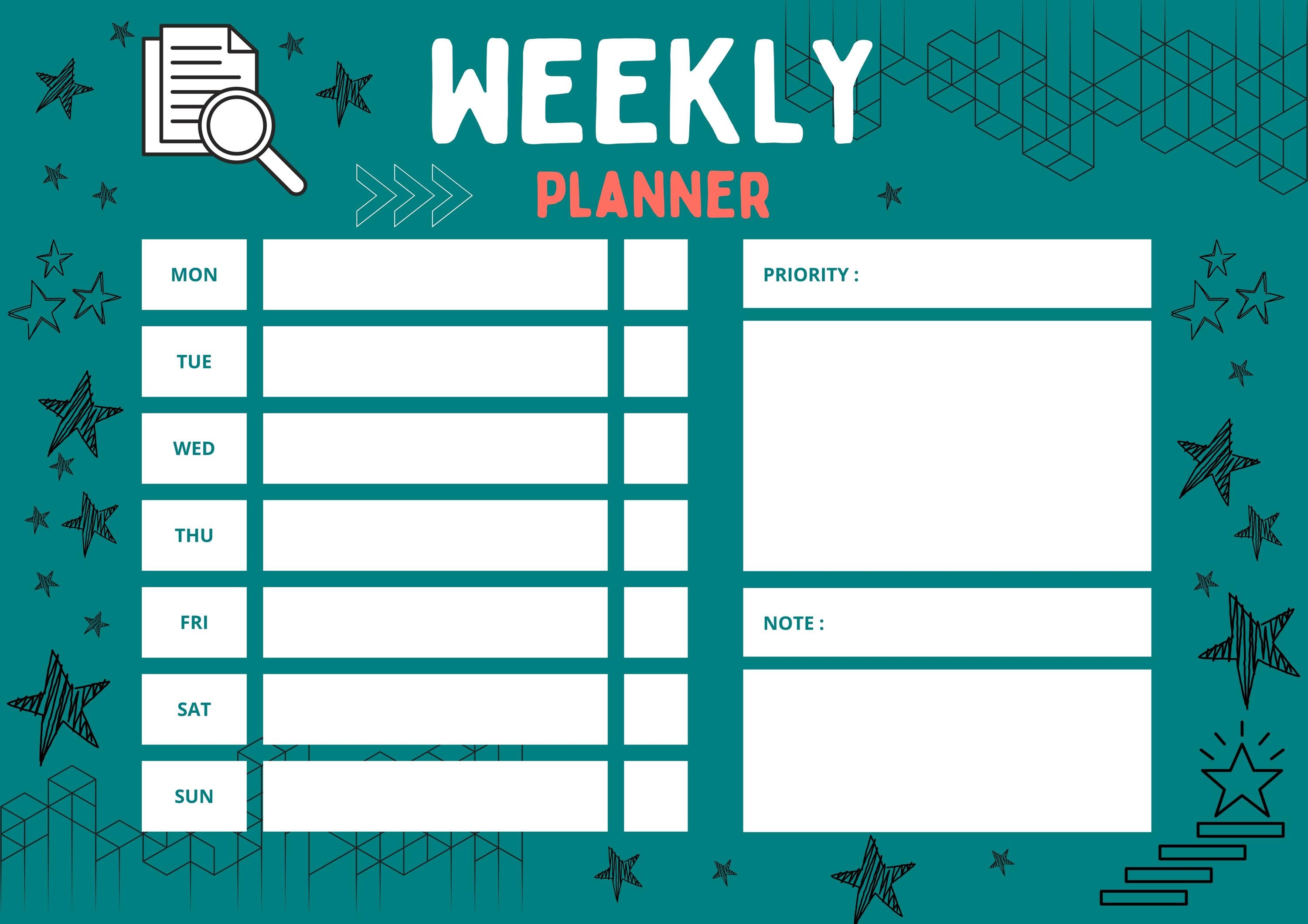 Weekly Planner Printable | A4 | Teal & Coral Designs | Organize Your ...