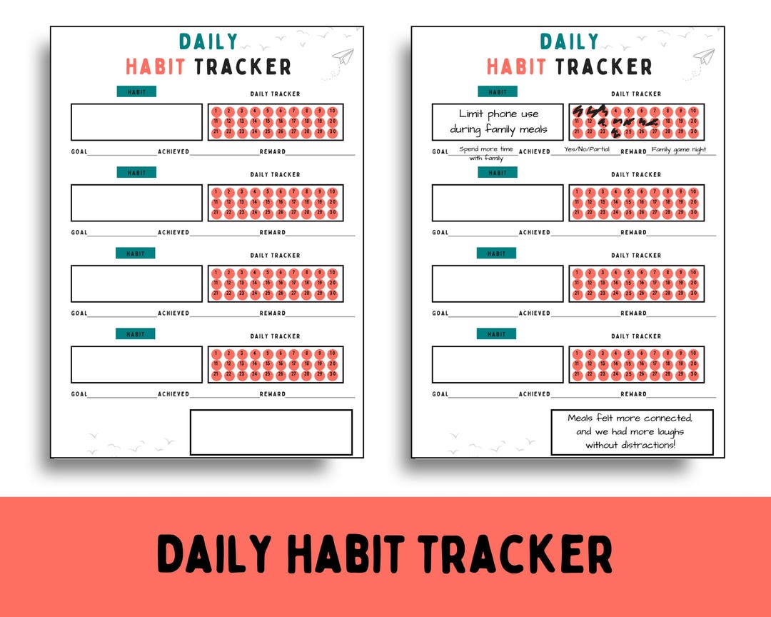 Daily Habit Tracker (A4 & US Letter) | 30-day Printable Worksheet - Etsy