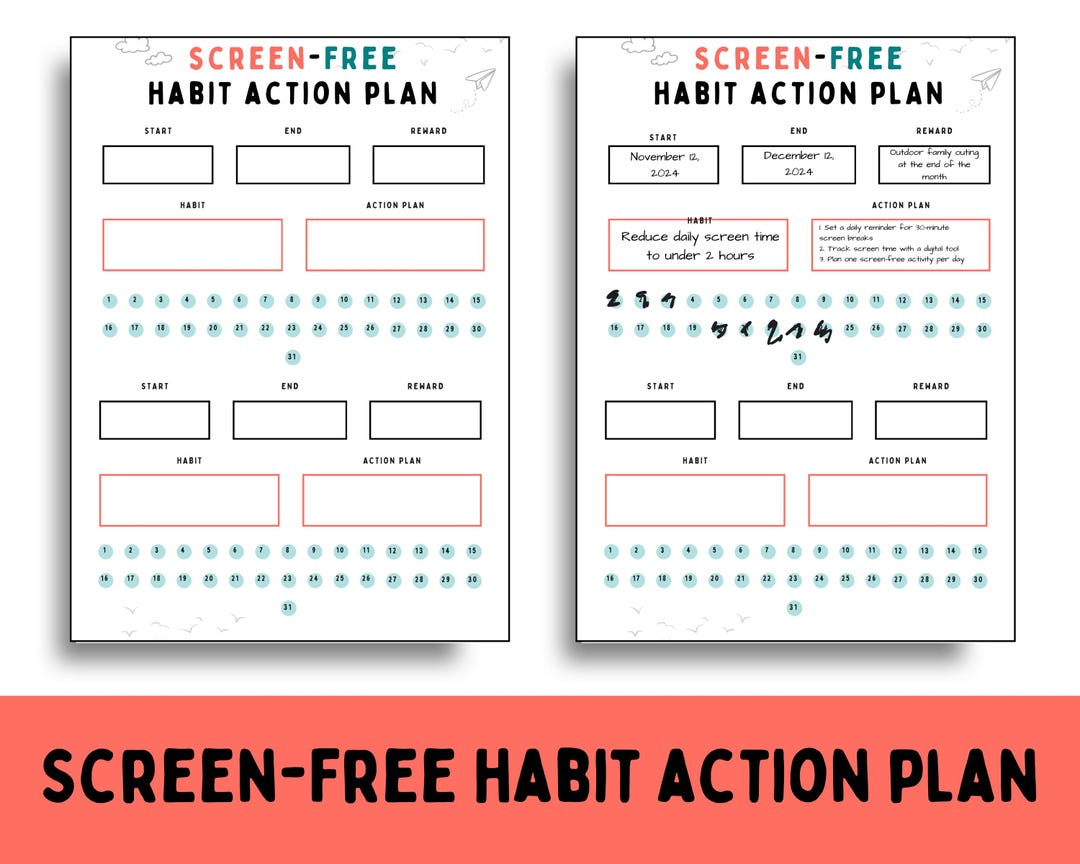 Screen-free Habit Action Plan (A4 & US Letter) | Digital Printable - Etsy