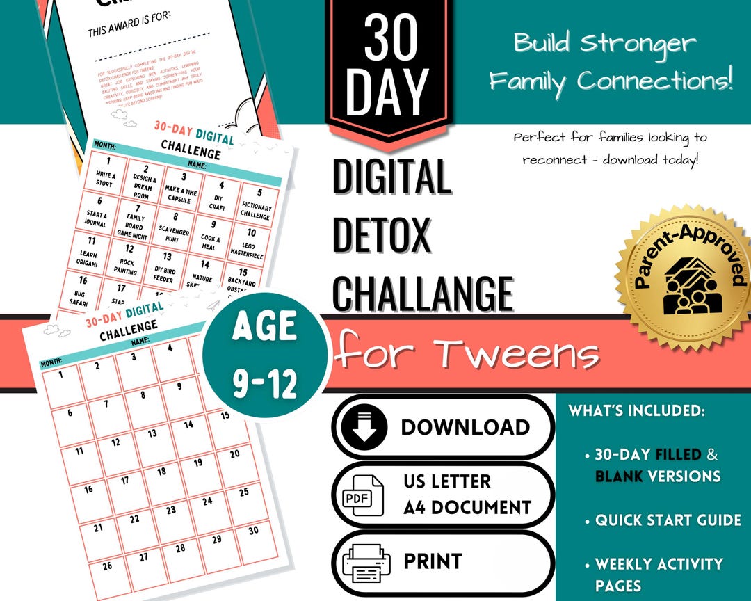 30-day Digital Detox Challenge for Tweens (ages 9–12) | Screen-free ...