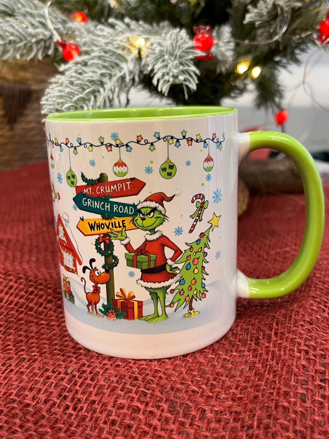 Christmas Grinch Ceramic Mug With Direction Signs - Etsy