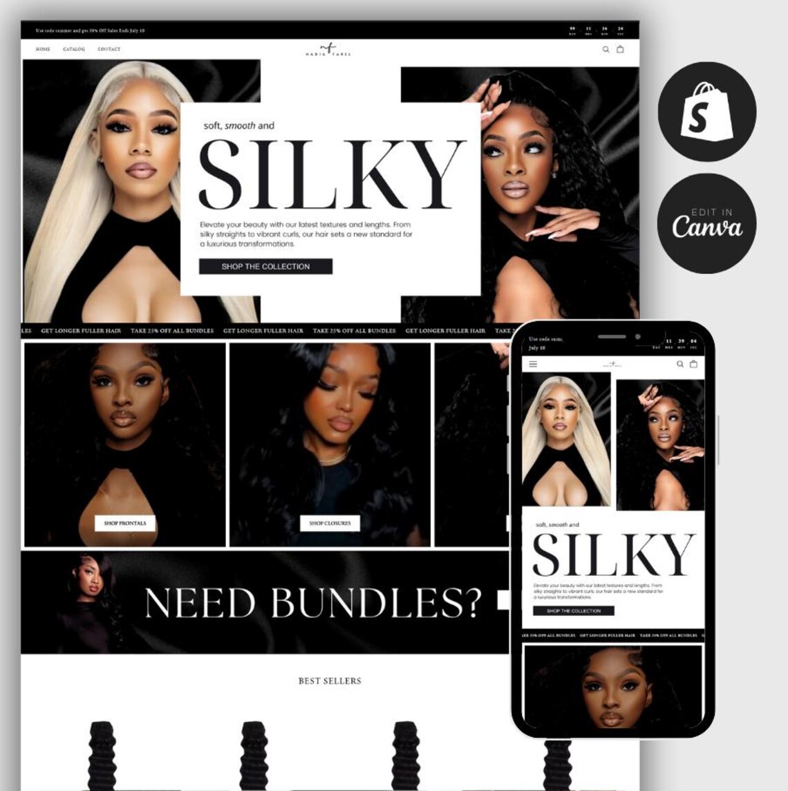 Shopify Hair Website Design, Hair Website Template, Shopify Luxury Hair ...