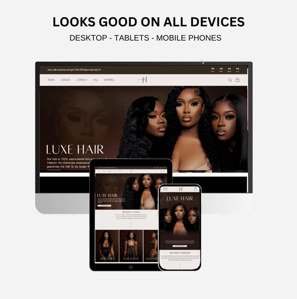 Luxury Shopify Hair Website Design, Hair Website Template, Shopify ...