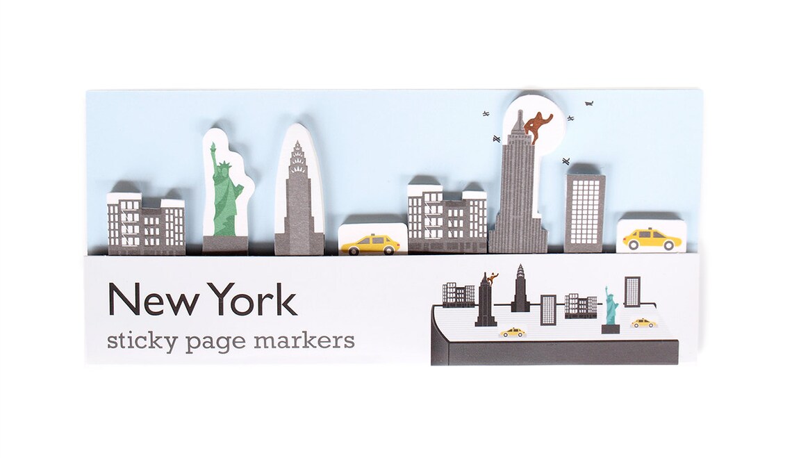 New York Sticky Page Markers - City Skyline Stickies for Stationery ...