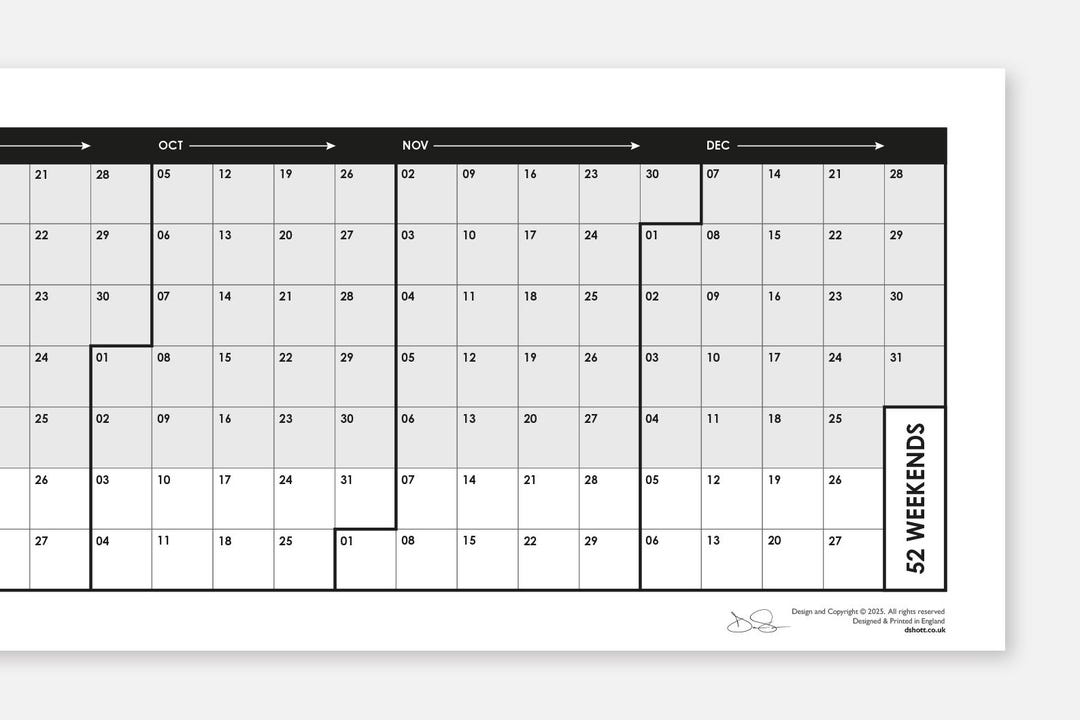 52 Weekends - HORIZONTAL 2026 Planner / Calendar for Your Wall, Minimal ...