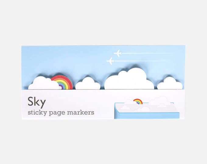 Sky Sticky Page Markers - Rainbow & Cloud Paper Bookmark Stationery ...