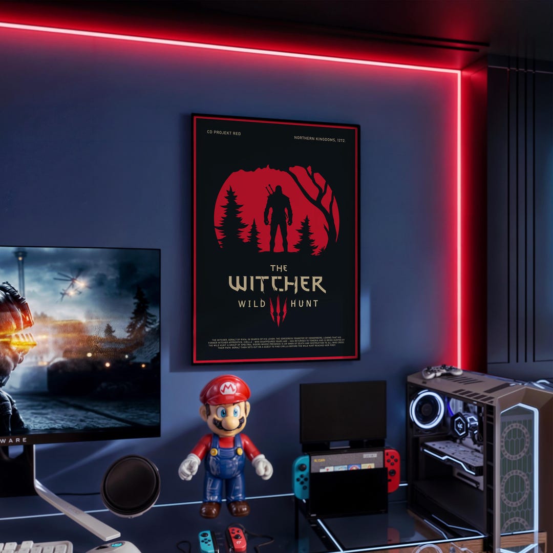 The Witcher 3 Poster - Wild Hunt Art Print, Fantasy Game Decor, RPG ...