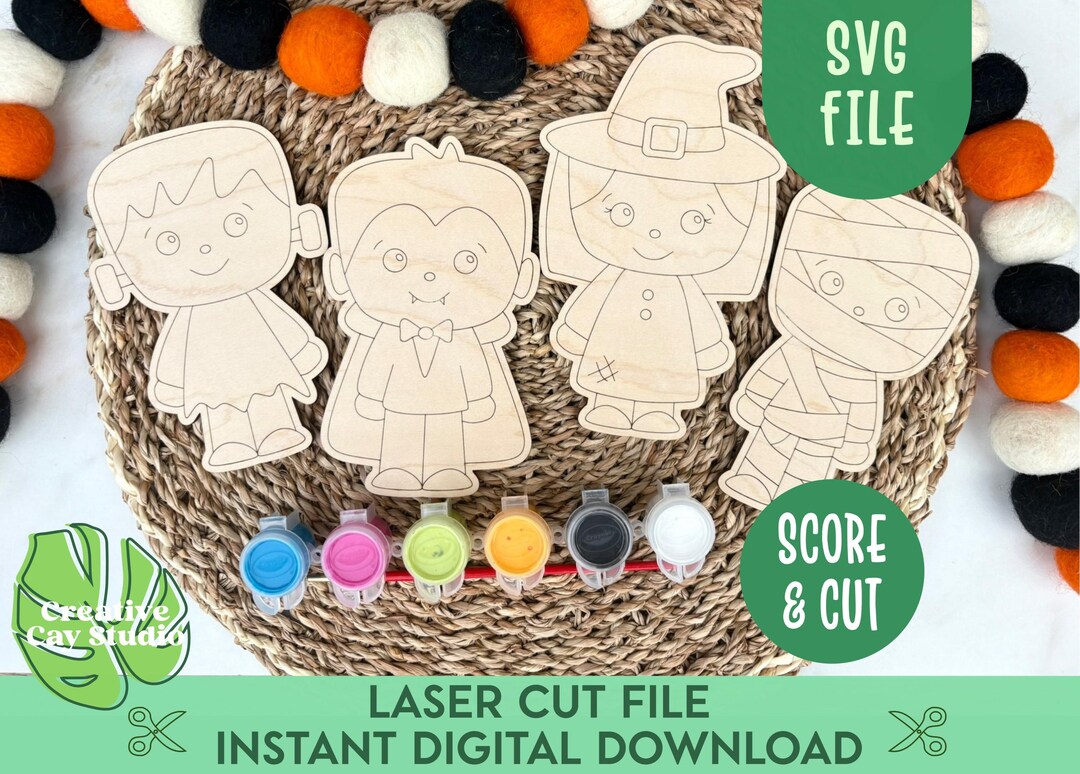 DIY Halloween Craft for Kids SVG, Witch Frankenstein SVG, Halloween ...