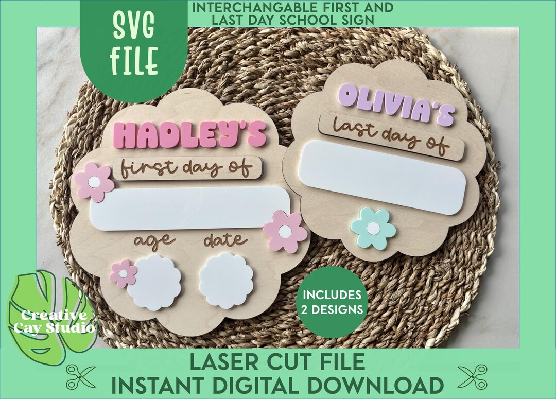 SVG Flower First Last Day of School Sign, Reusable First Day Board ...