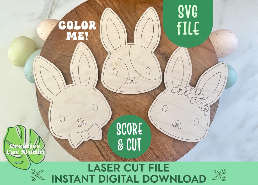 DIY Easter Bunny Craft for Kids SVG, Easter Color Me Laser File, Easter ...