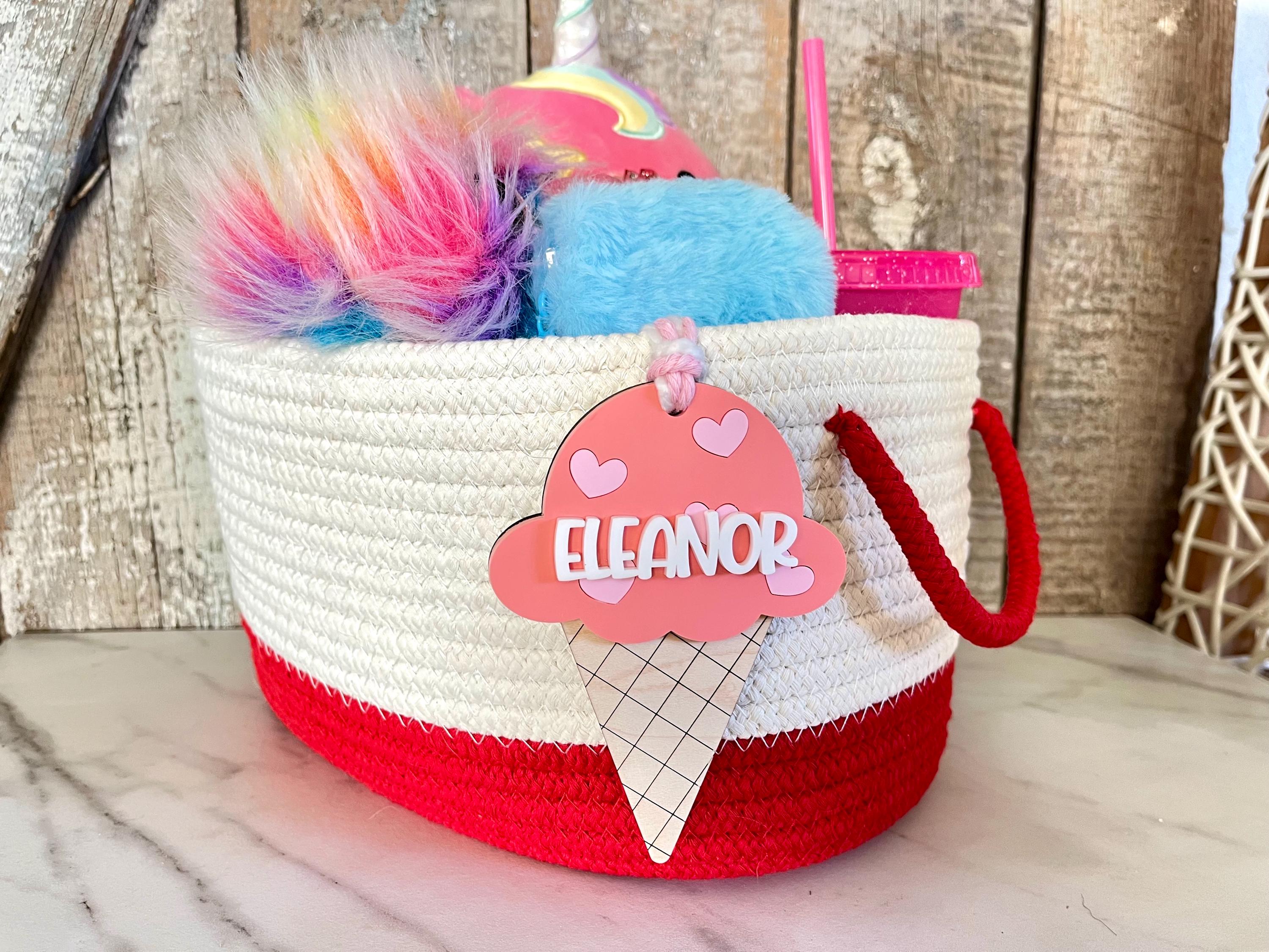 Ice Cream Cone Valentine's Day Basket Tag SVG, Valentine's Gift Tag ...