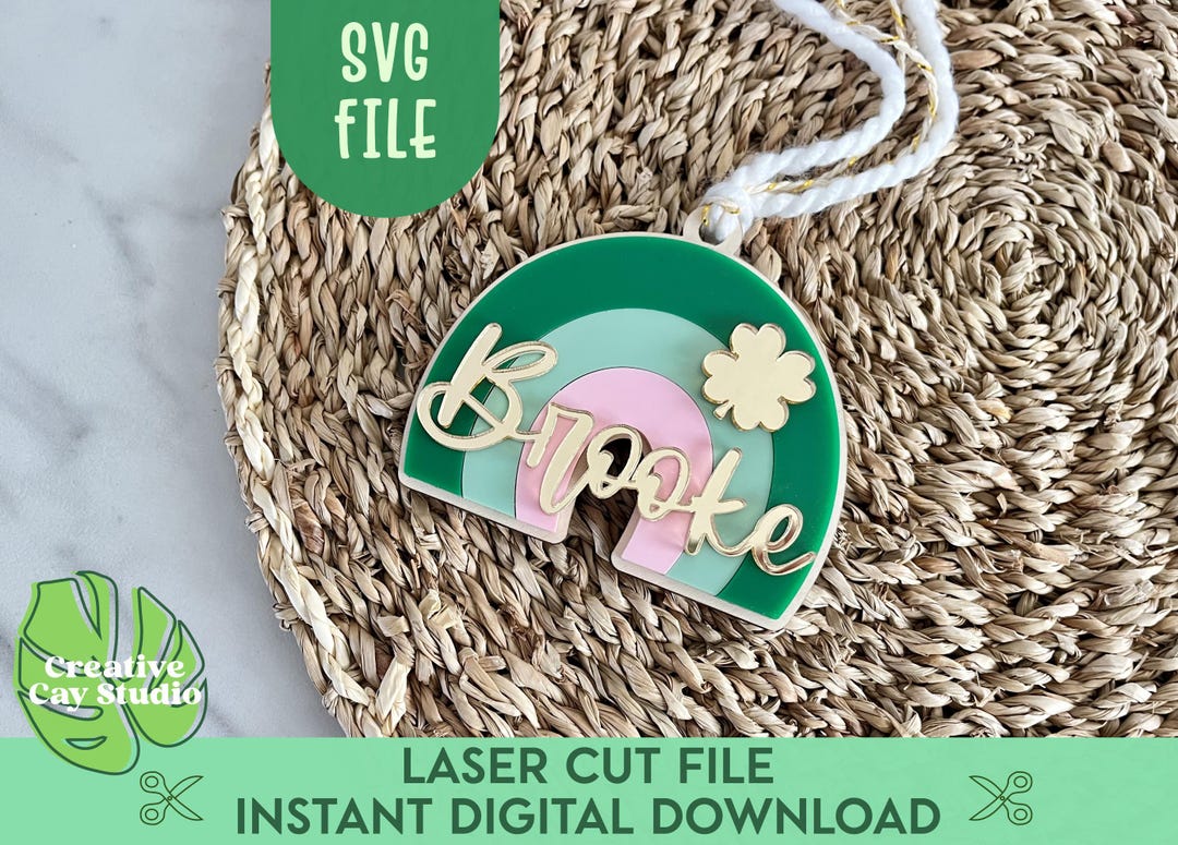 Rainbow St. Patrick's Day Gift Tag SVG, Shamrock Basket Tag, St ...