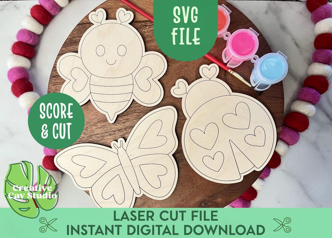 Love Bugs DIY Valentine's Day Craft for Kids SVG, Valentines Paint Kit ...