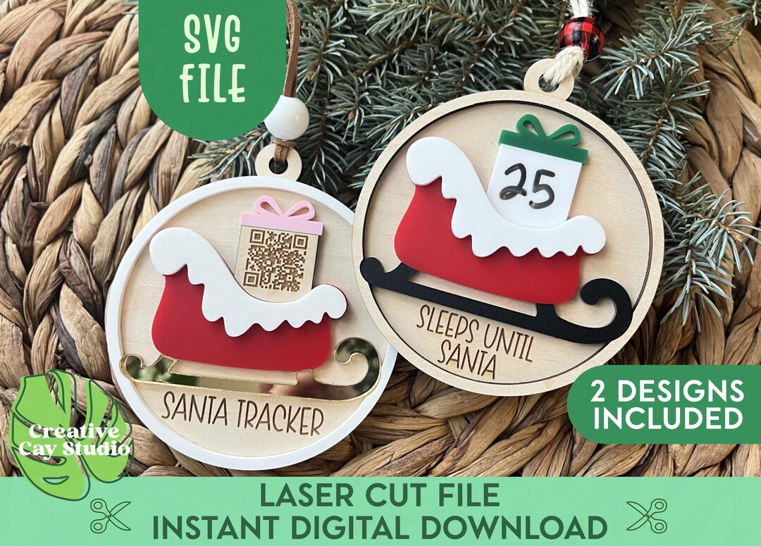Santa Tracker SVG, Santa Tracker Christmas Ornament, Glowforge Laser ...