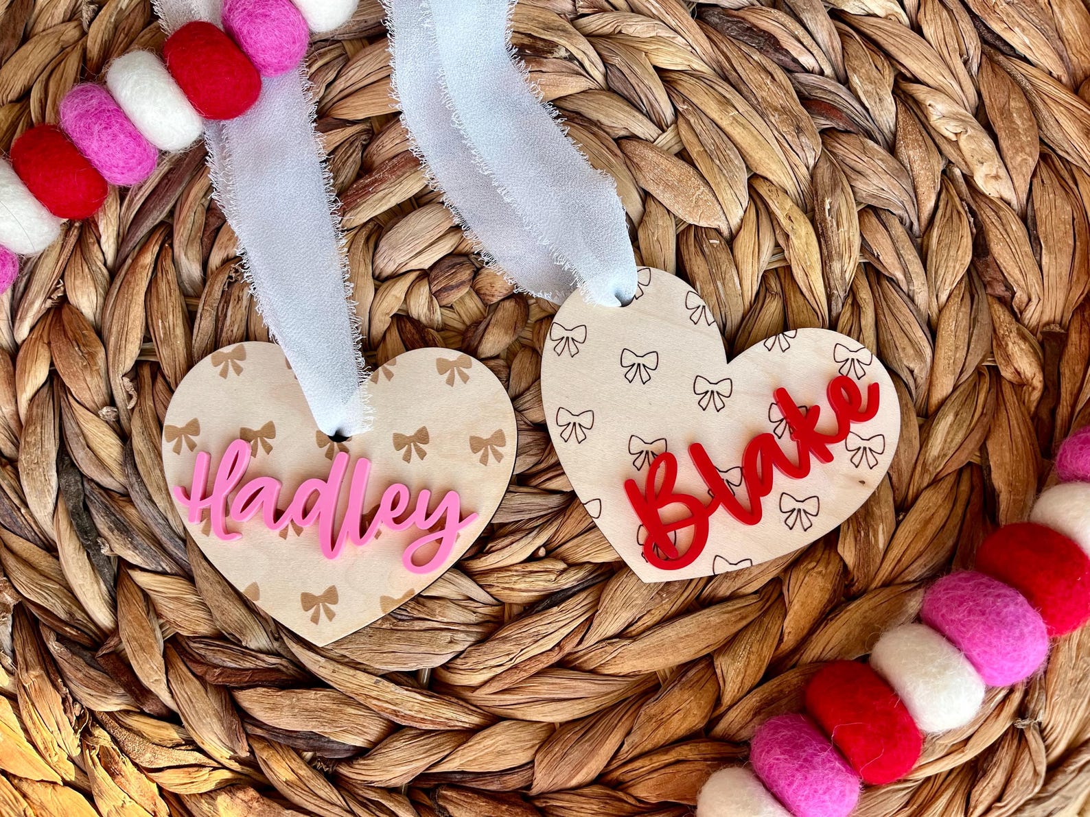 Bow Valentine's Day Basket Tag SVG, Coquette Bow Gift Tag, Heart ...