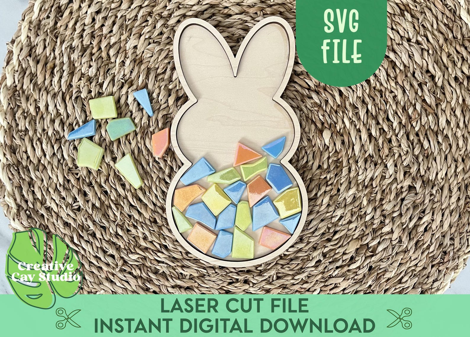 Easter Bunny Mosaic Base SVG, DIY Easter Crafts, Wooden Frame, Kids ...