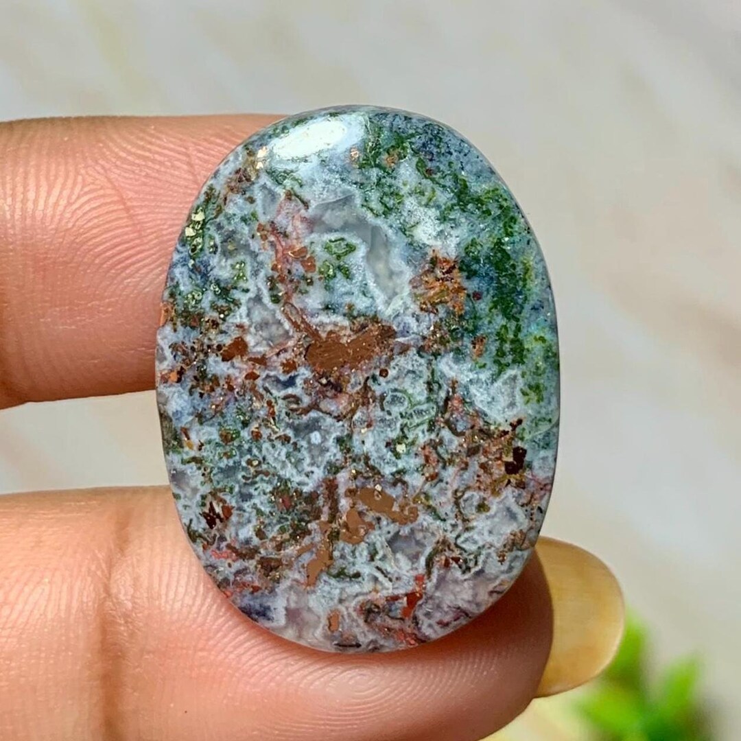 Chrysocolla Confetti Native Copper - Cabochon - Gemstone Size (27,9x20 ...