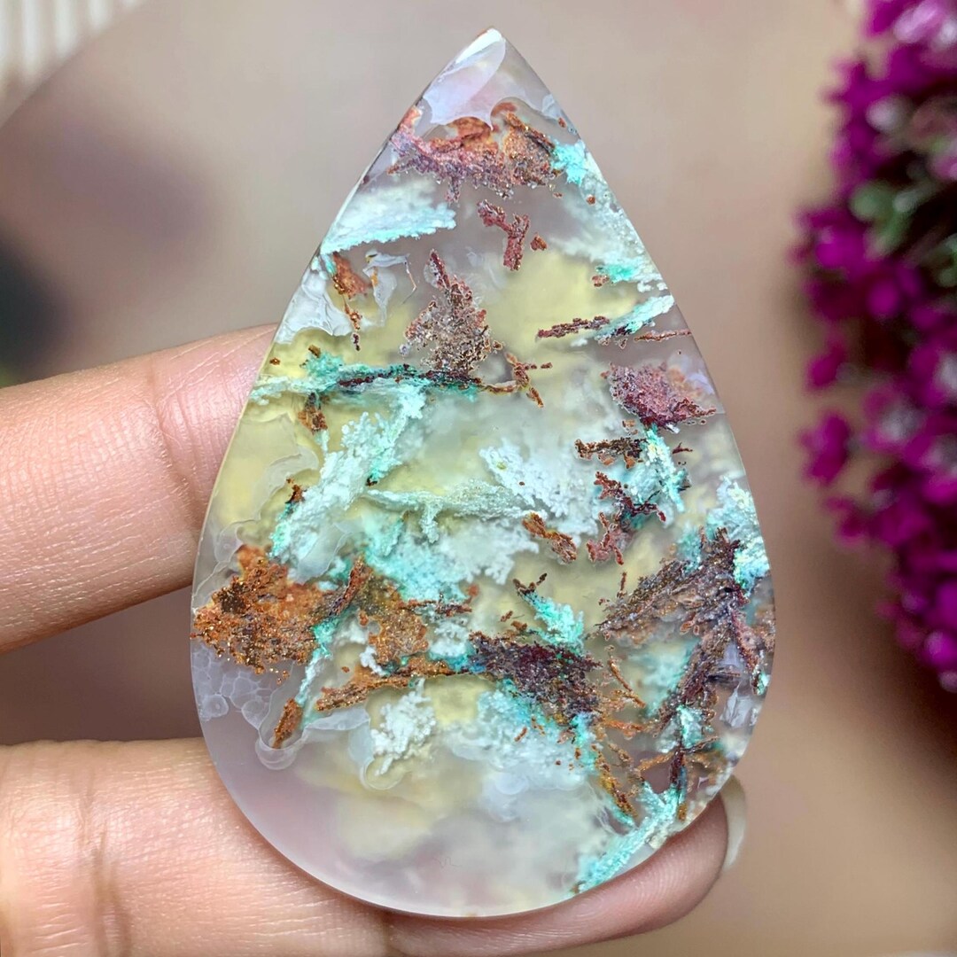 Multicolor Chrysocolla Native Copper - Chalcedony - Cabochon - Gemstone ...